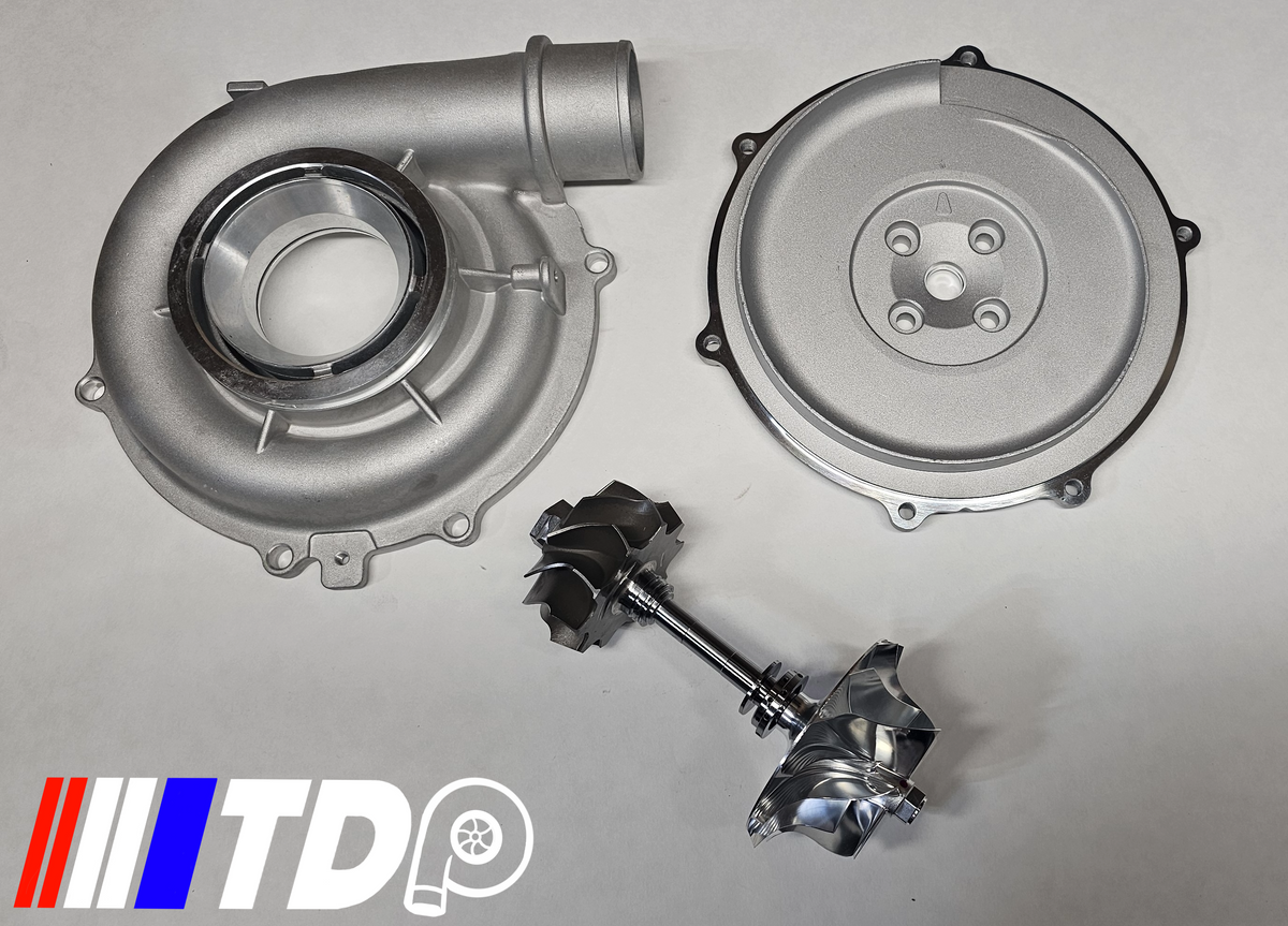 11-16 LML 6.6 Duramax 64mm Comp Cover, 9 Blade Turbine, 64mm Billet Wh ...