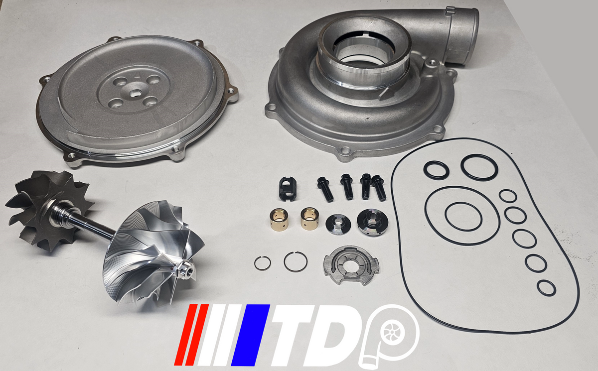 03 Only Powerstroke 6.0 63.5 Comp Cover, 10 Blade Turbine, 63.5 Billet ...