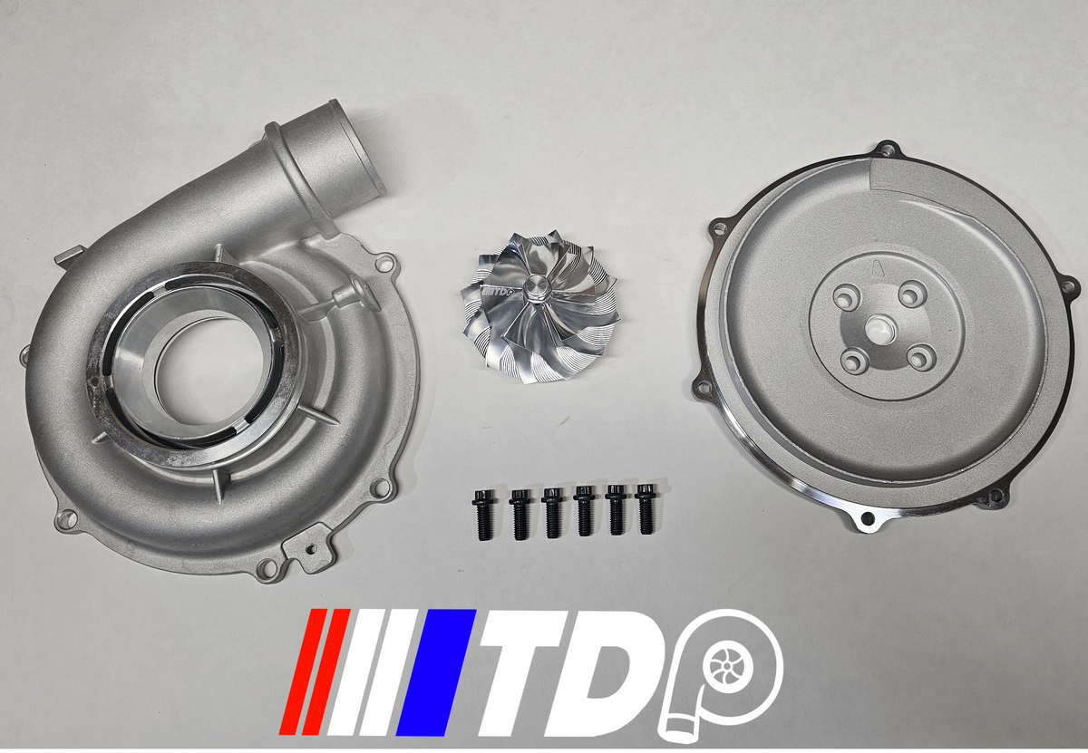 11-16 LML 6.6 Duramax 64mm Comp Cover, Backplate, and 64mm Billet Whee ...