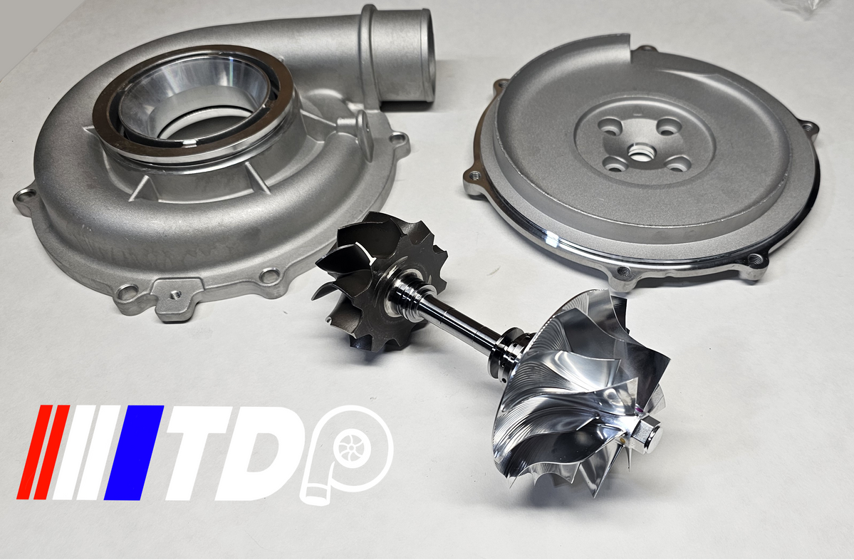 11-16 LML 6.6 Duramax 64mm Comp Cover, 10 Blade Turbine, 64mm Billet W ...